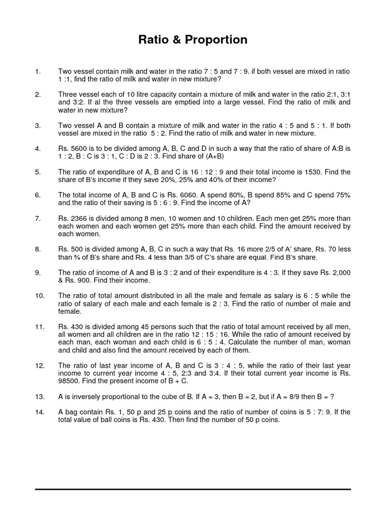 Ratio - Proportion | PDF | Ratio | Odds