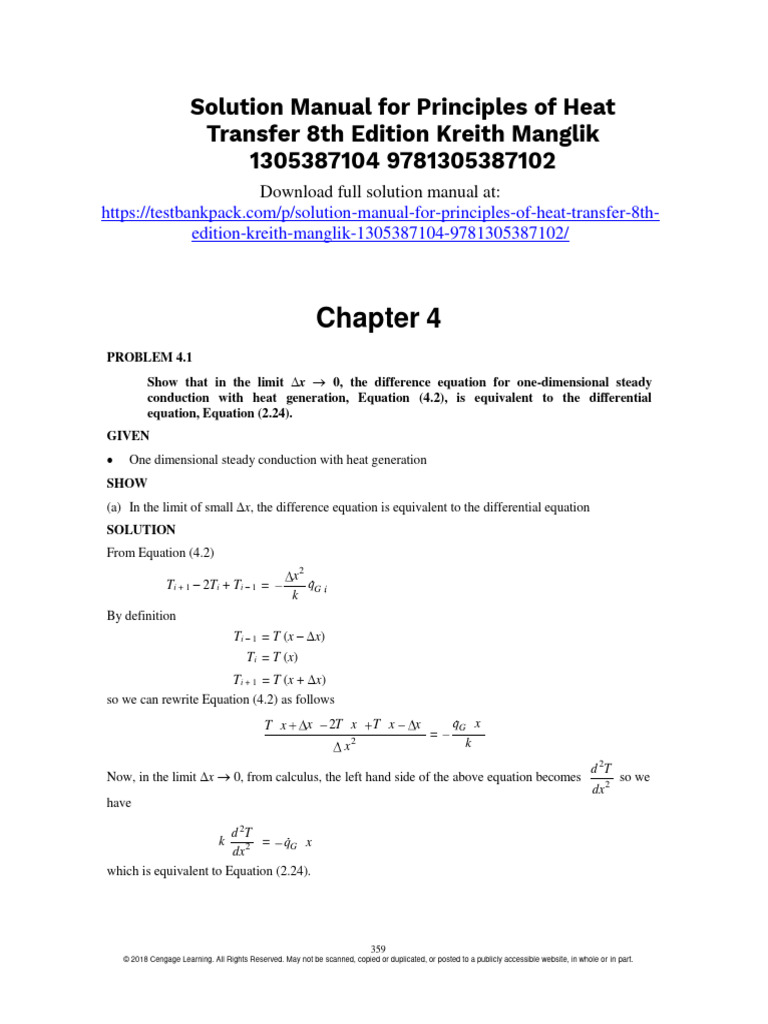 Principles of Heat Transfer 8th Edition Kreith Solutions Manual 1 | PDF ...