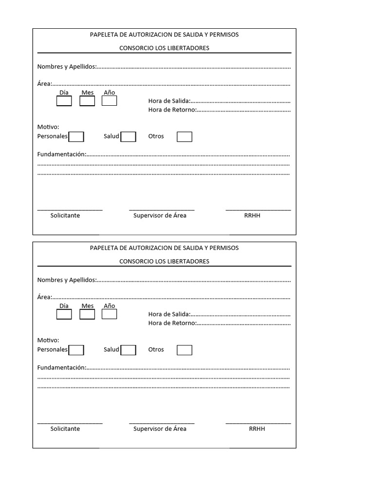 Formato Papeleta de Salida | PDF