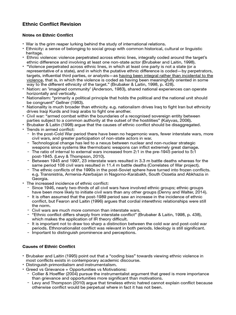 5 Ethnic Conflict Revision | PDF | Civil War | Nationalism