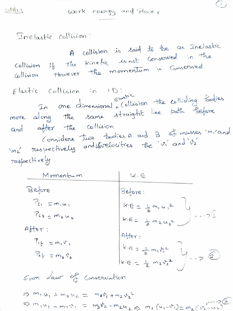 Elastic Collision in One Dimension | PDF