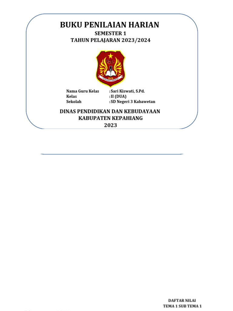 Daftar Nilai Harian Kurtilas Kelas 2 | PDF Daftar Nilai Harian Kurtilas Kelas 2 | PDF