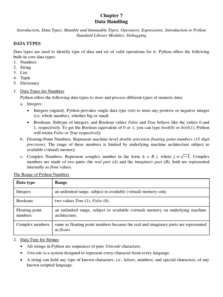 Data Handling Pdf Boolean Data Type Data Type