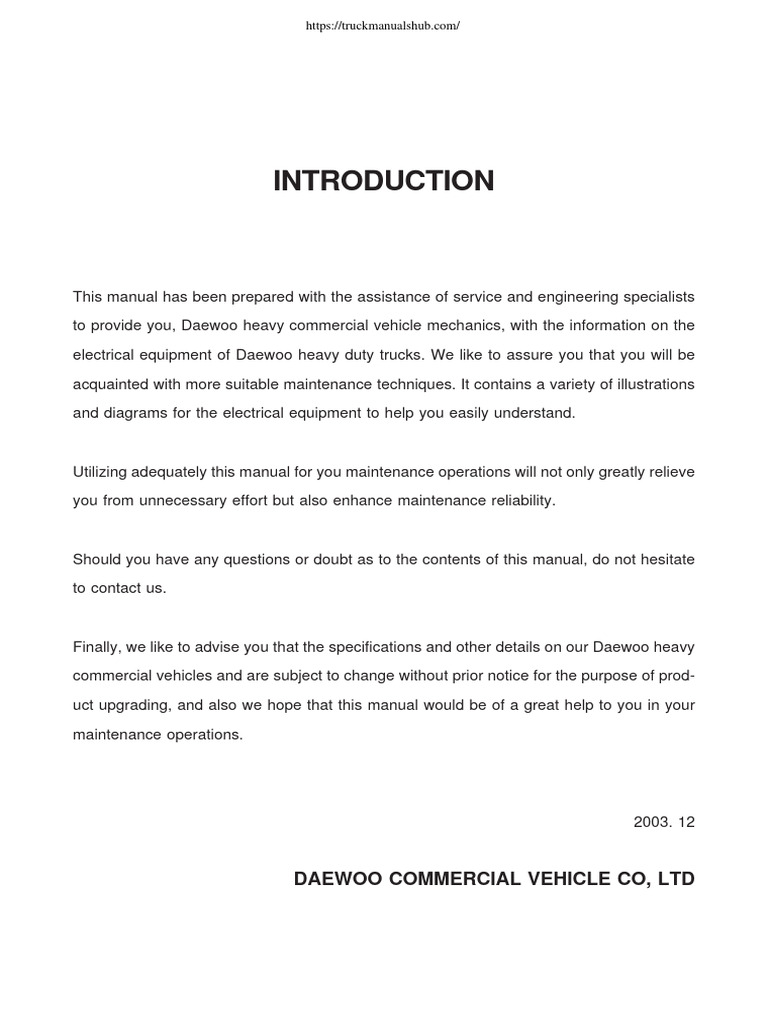 Daewoo Ultra Novus Electrical Wiring Diagrams Manual | PDF