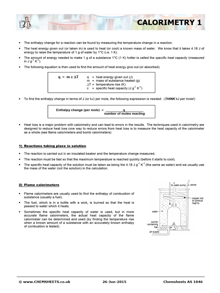Enthalpy Change in Calorimetry | PDF | Heat | Heat Capacity