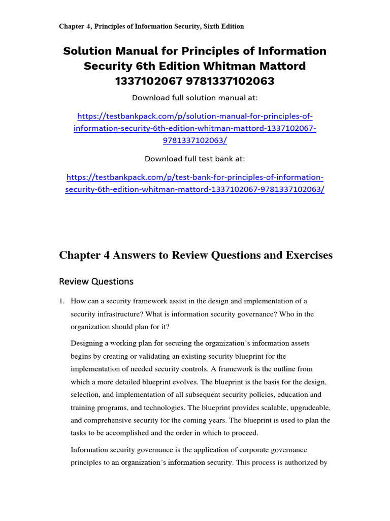 Chapter 4 Overview: Info Security Principles | PDF | Information ...