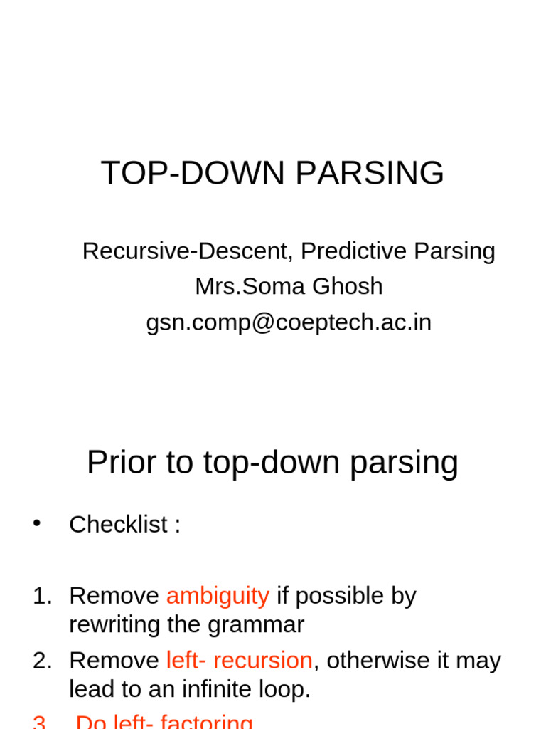 Top Down Parsing | PDF Top Down Parsing | PDF