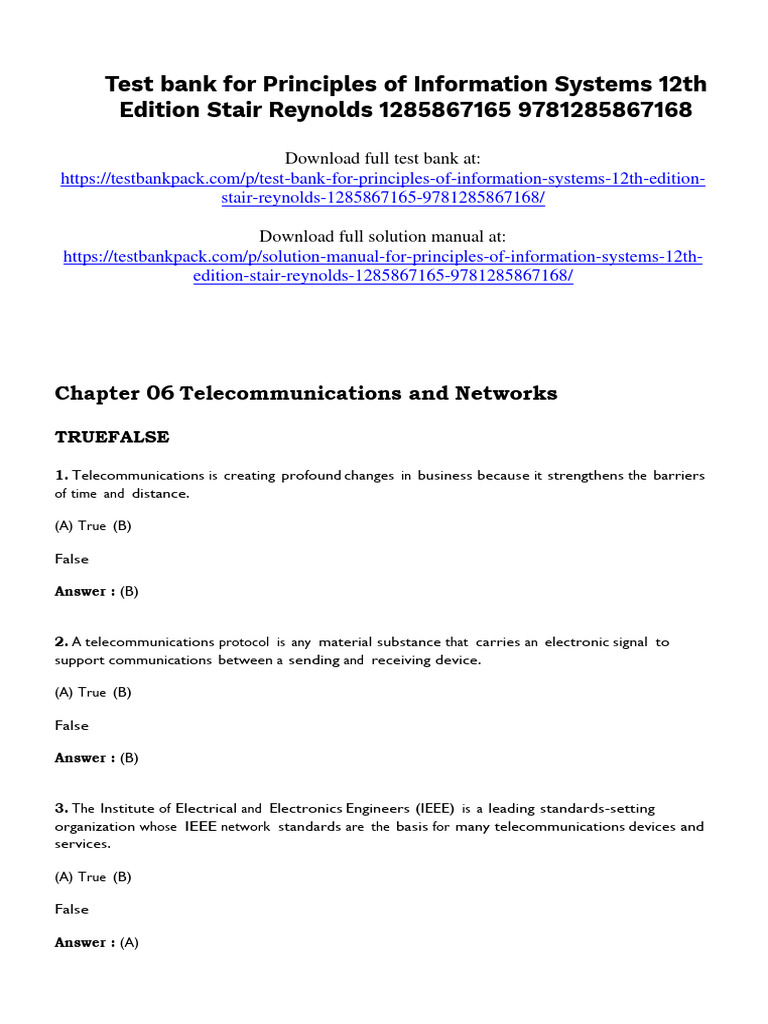 Principles of Information Systems 12th Edition Stair Test Bank 1 | PDF ...