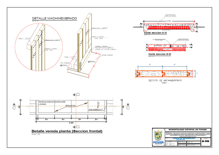 Detalle Machihembrado: Detalle Vereda Planta (Seccion Frontal) | PDF