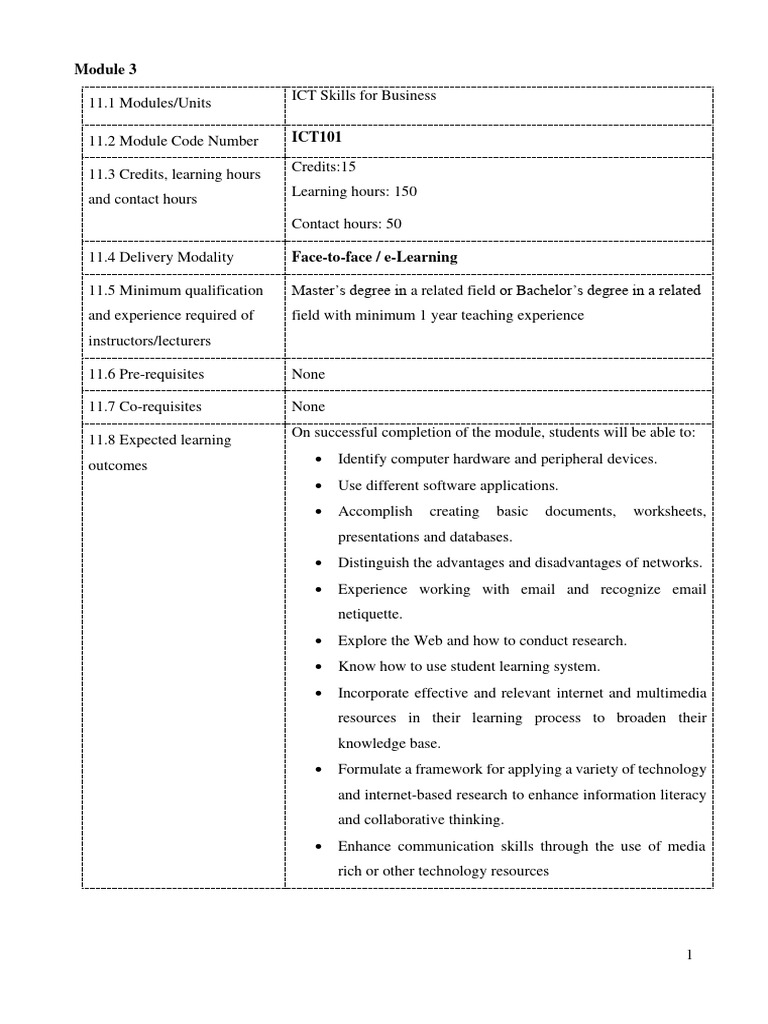 ICT Skills For Business (ICT101) | PDF | Educational Technology | Human Communication