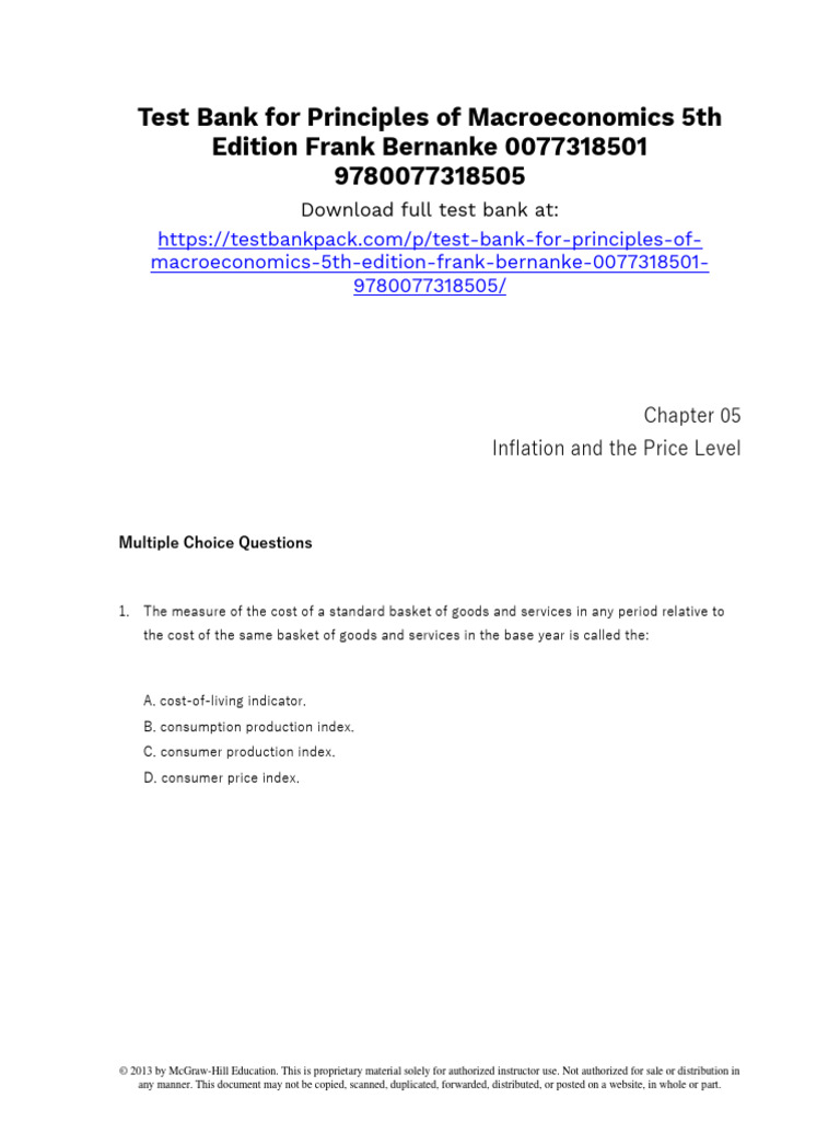 Principles of Macroeconomics 5th Edition Frank Test Bank 1 | PDF | Cost ...