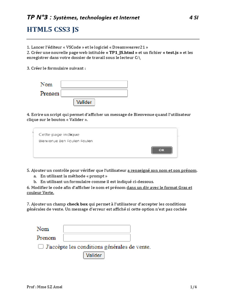 TP3 HTML CSS JS | PDF