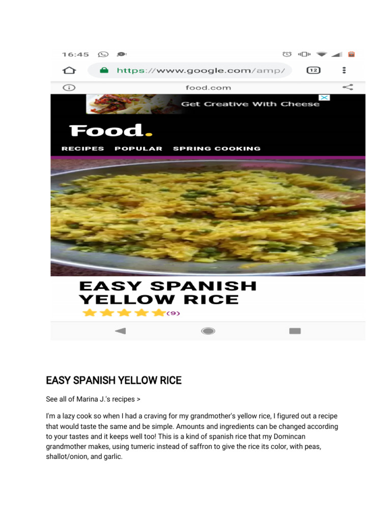 Yellow Spanish Rice Recipe | PDF