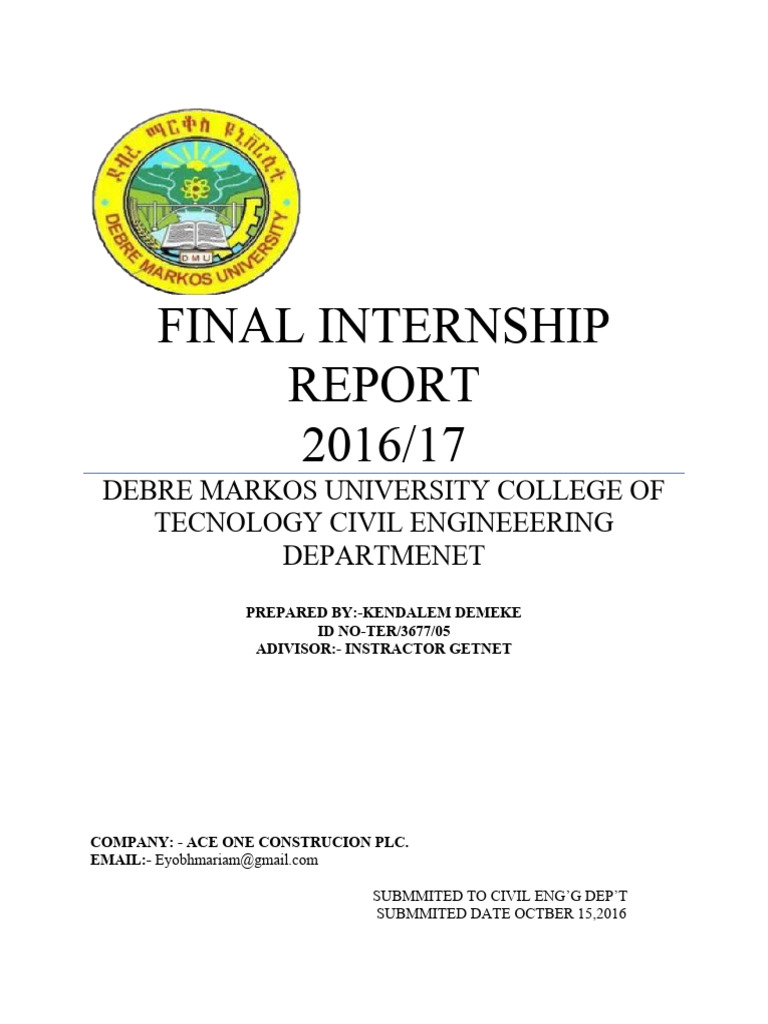 Final Internship Report Kindalem Demeke | PDF | Concrete | Building