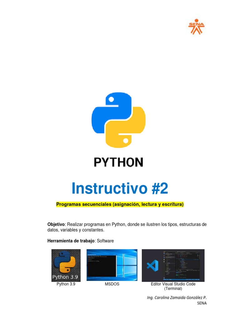 2 Instructivo Programas Secuenciales | PDF | Python (lenguaje de programación) | División ...