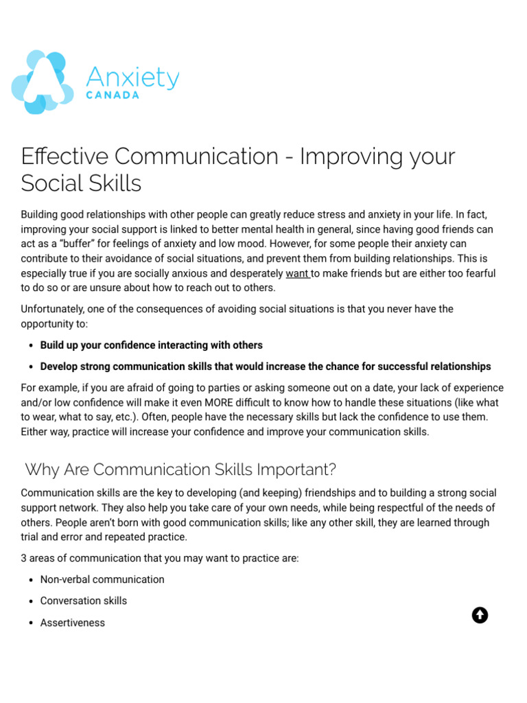 Effective Communication - Improving Your Social Skills - Anxiety Canada ...