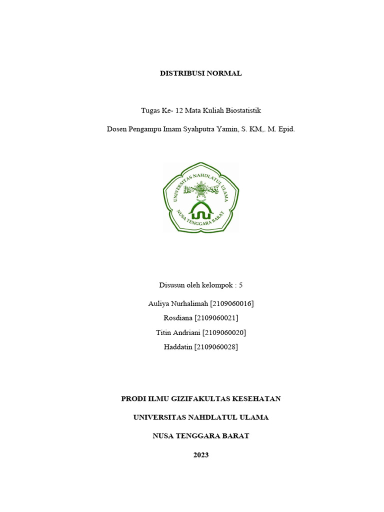 DISTRIBUSI NORMAL Biostatistik | PDF