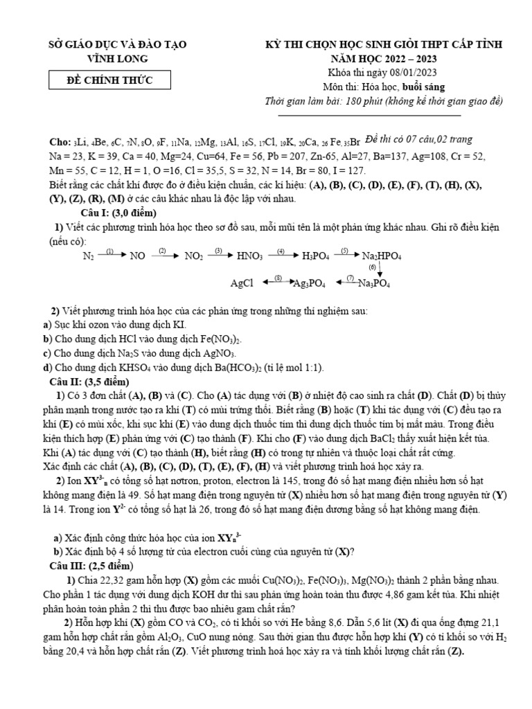 HSG 11 Vĩnh Long 2022 - 2023 | PDF
