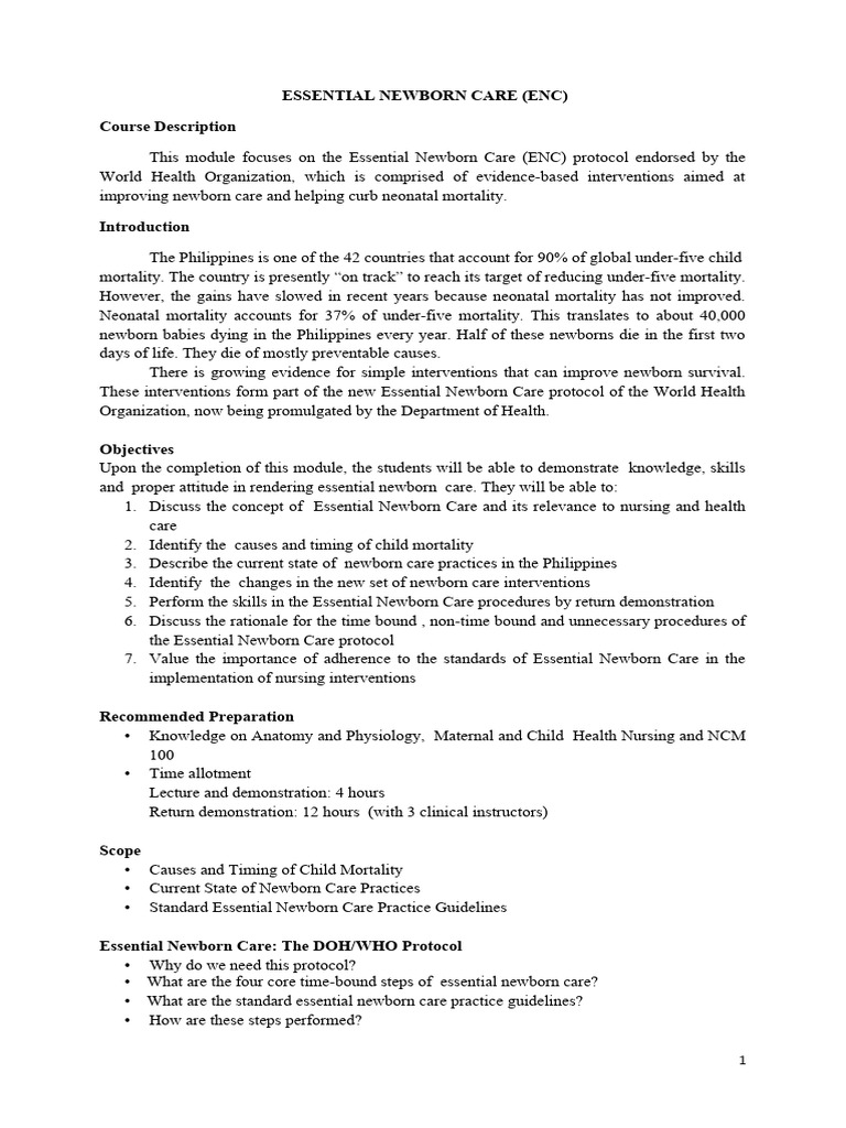 6A. ESSENTIAL NEWBORN CARE - Module - Celeste | Download Free PDF ...