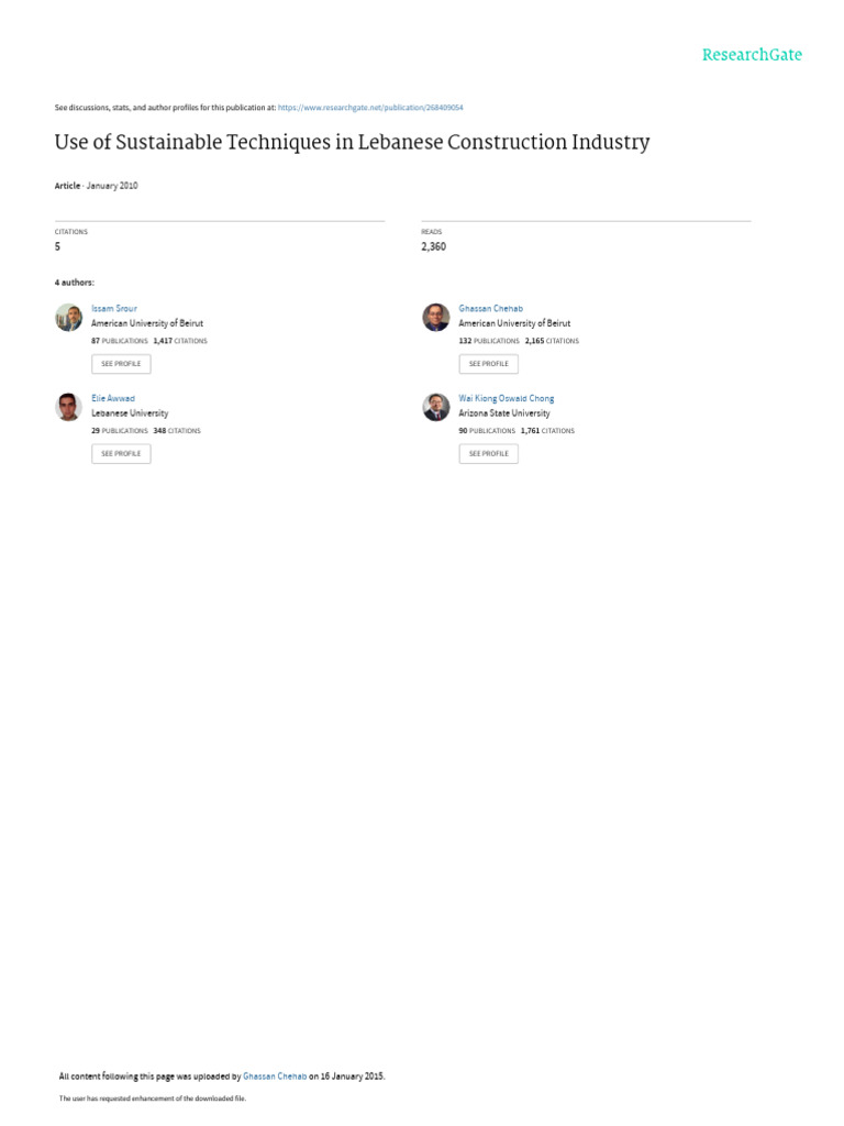 Use of Sustainable Techniques in Lebanese Construc | PDF | Sustainable Design | Sustainability