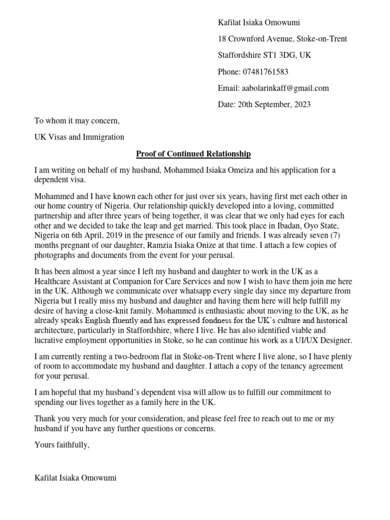 Proof of Continued Relationship | PDF