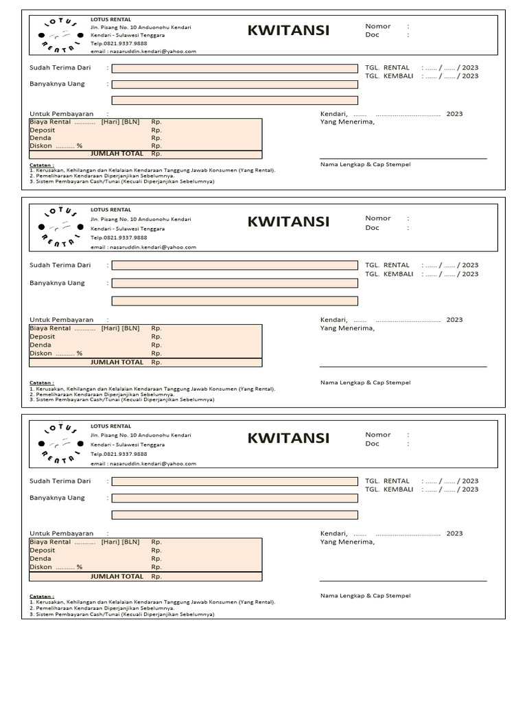 Foam Kwitansi Rental | PDF