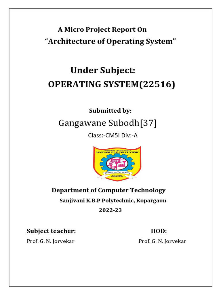 OSY Microproject | PDF | Kernel (Operating System) | Operating System