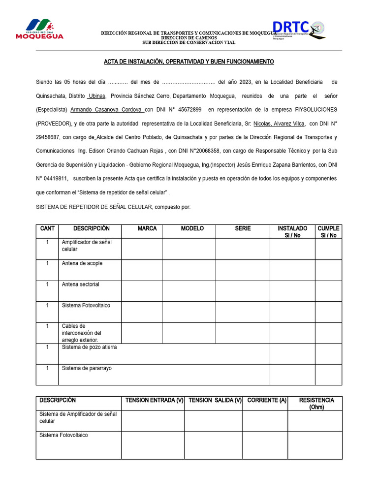 Acta de Instalacion | PDF