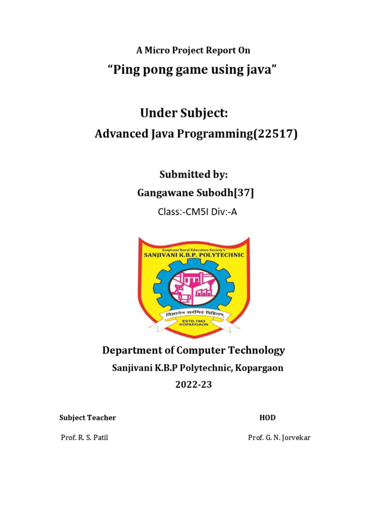 AJP Microproject | PDF | Java (Programming Language) | Computer Engineering AJP Microproject | PDF | Java (Programming Language) | Computer Engineering