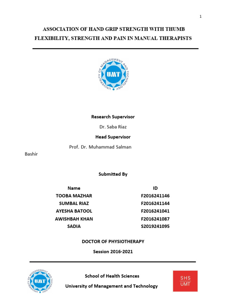 Thesis Format | PDF | Physical Therapy | Anatomical Terms Of Motion