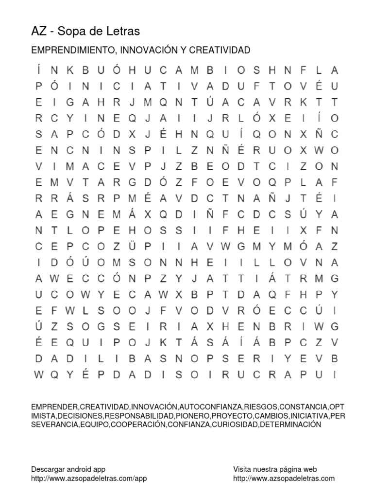 Sopa De Letras De Emprendimiento Pdf 