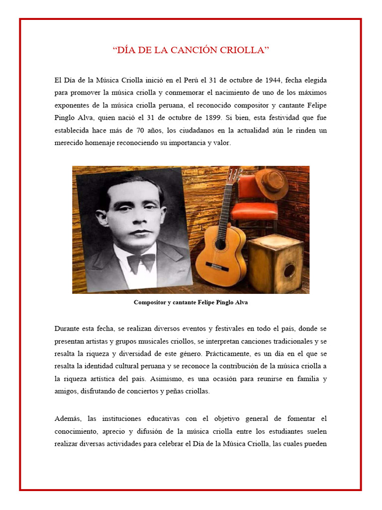 Celebración del Día de la Canción Criolla | PDF | Perú