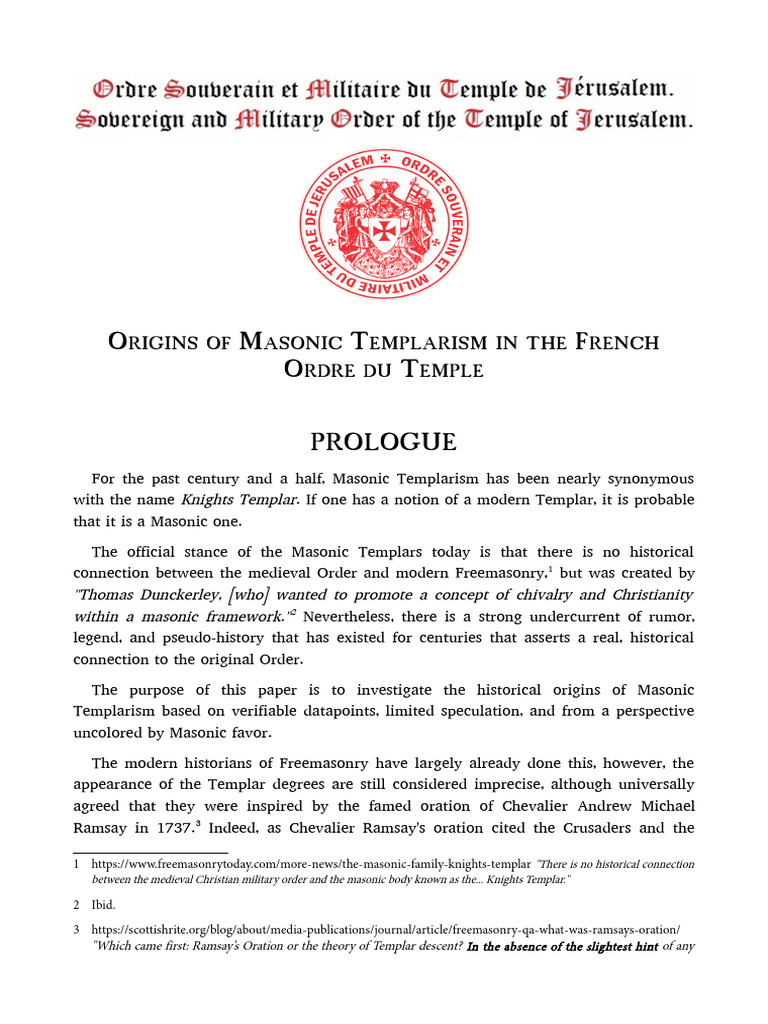 Origins of Masonic Templarism in The Fre | PDF | Freemasonry | Masonic ...