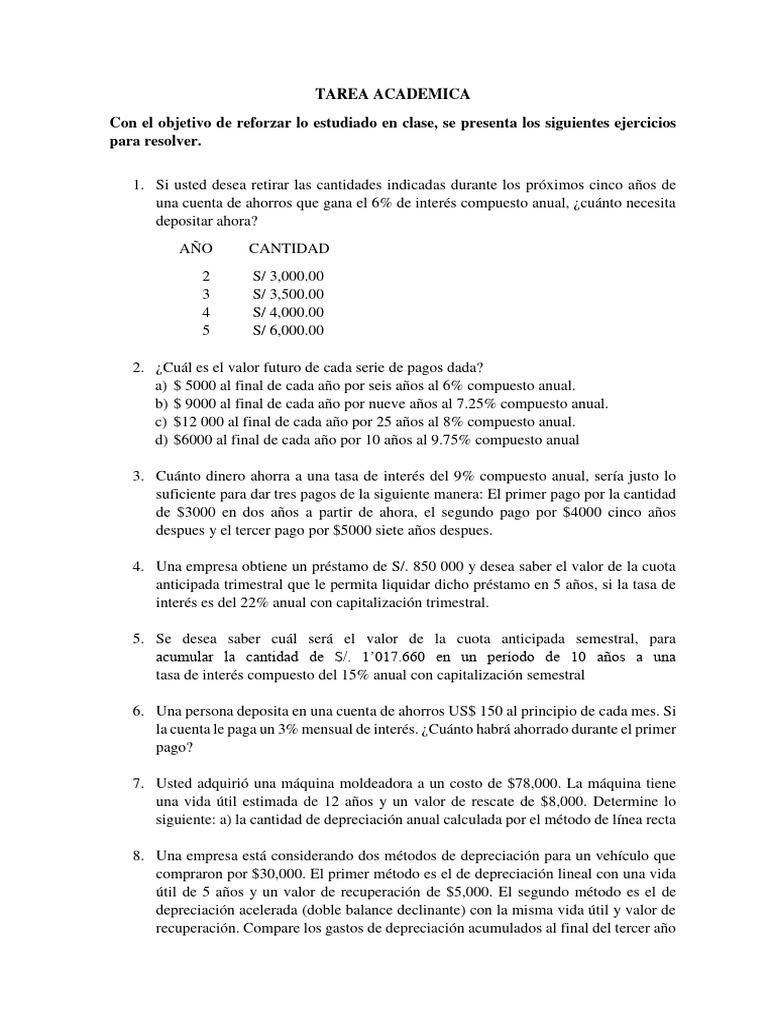 Tarea Academica 1 | PDF | Depreciación | Economias