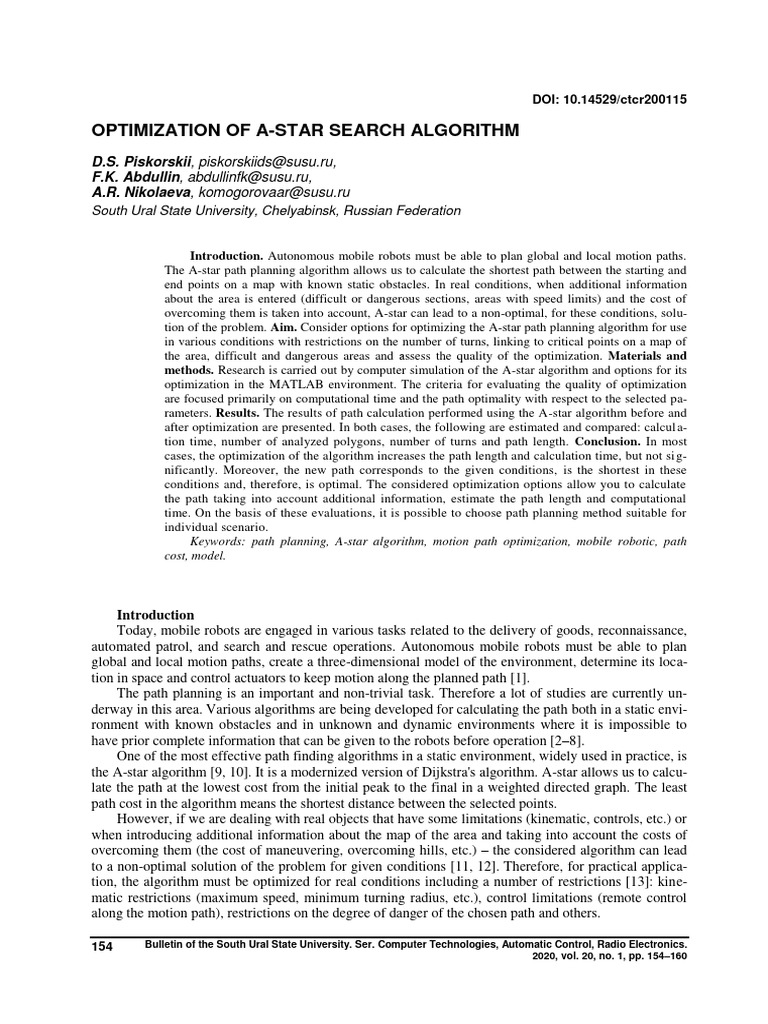 Optimization of A Star Search Algorithm | PDF Optimization of A Star Search Algorithm | PDF