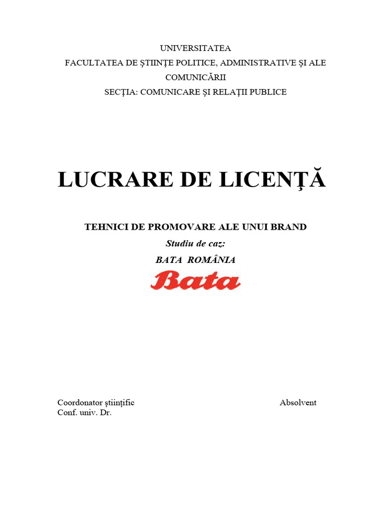 Model Lucrare de Licenta Marketing | PDF