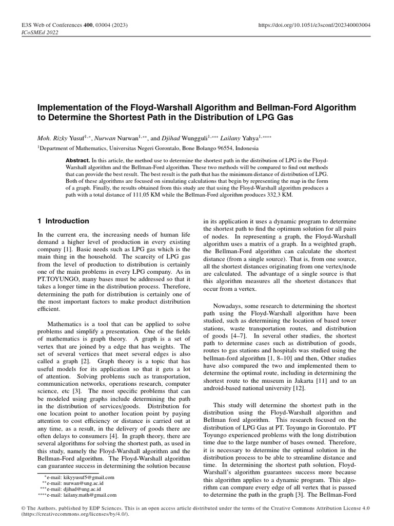 Implementation Of The Floyd Warshall Algorithm And Pdf Technology And Engineering 9384
