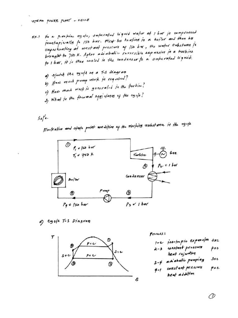Examples Solution Steam Power Plant Part I Rankine Cycle | PDF