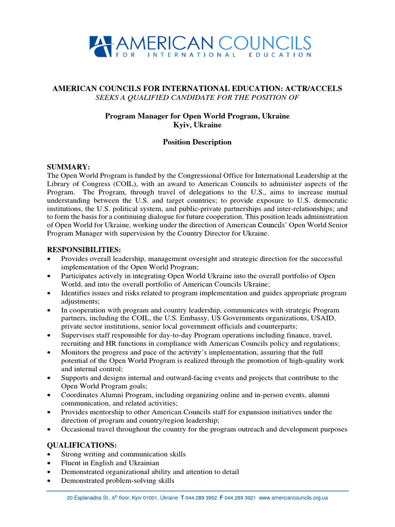 OW Program-Manager 2023 | PDF | Ukraine | United States Agency For ...