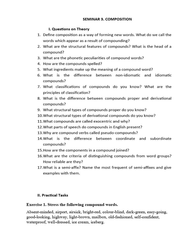 Seminar 3. Composition | PDF | Linguistic Morphology | Lexical Semantics