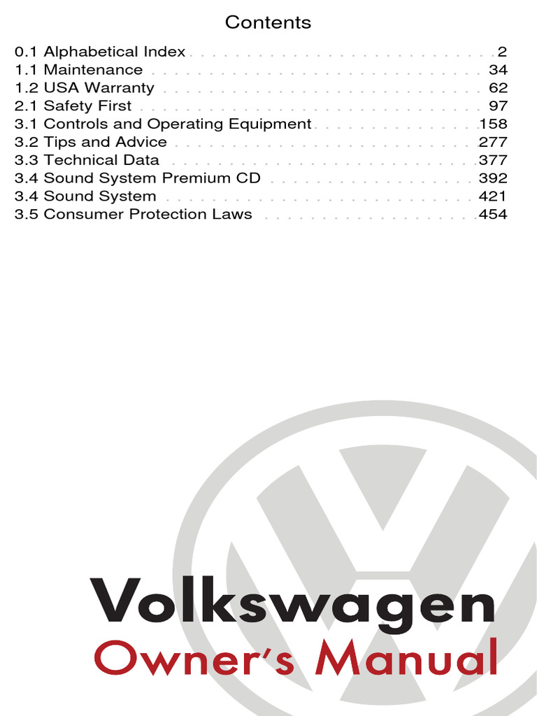2002 VW Golf Owners Manual | PDF | Seat Belt | Headlamp