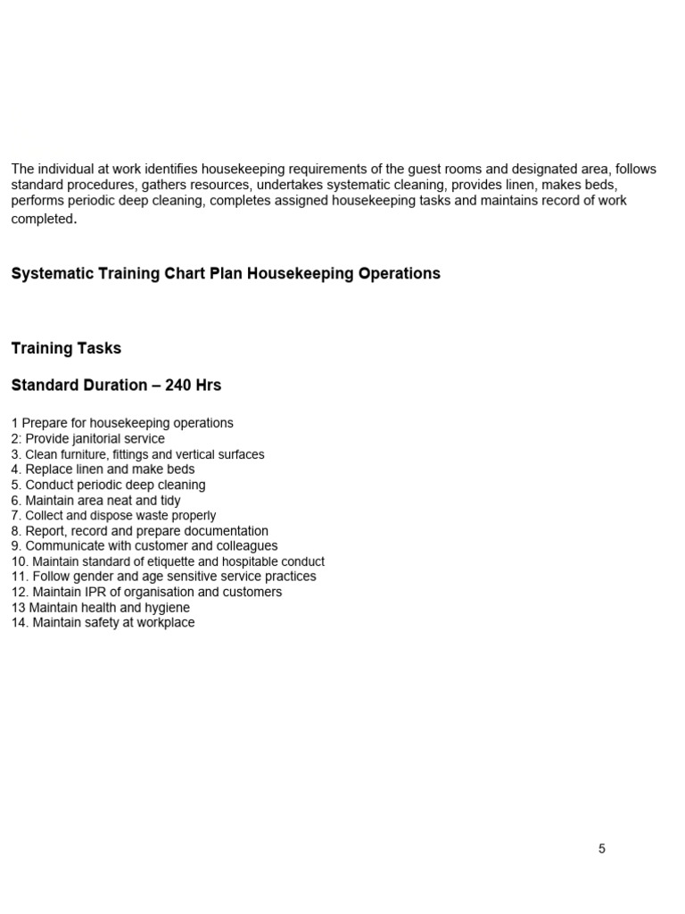 Housekeeping Training Plan | PDF