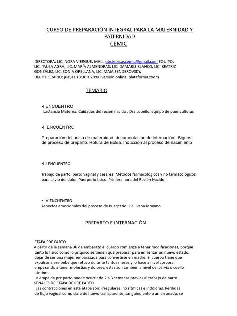 Programa Curso de PIM - CEMIC | PDF | Parto | Pecho Programa Curso de PIM - CEMIC | PDF | Parto | Pecho