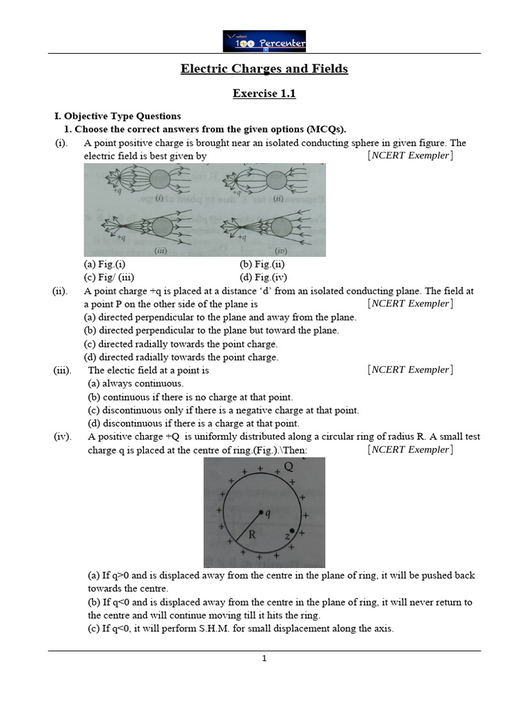 Electric Charges and Fields Exercises | PDF | Flux | Electric Field
