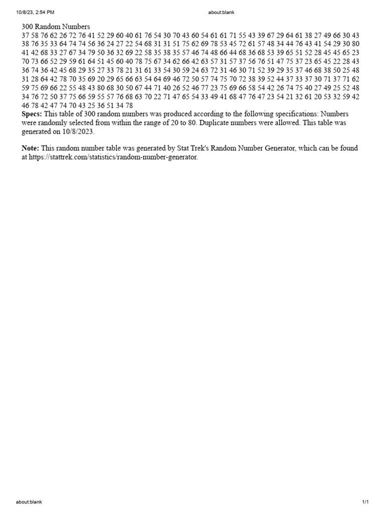 Random Numbers | PDF