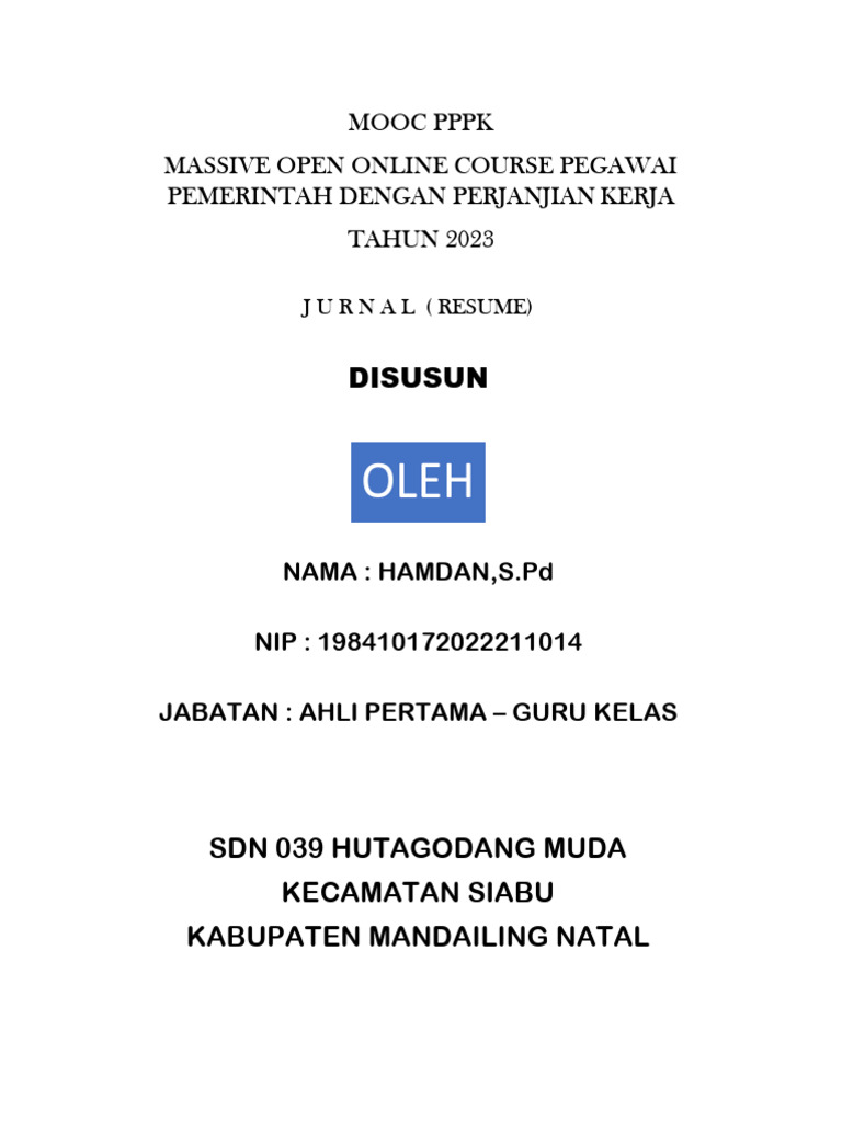 Jurnal Mooc PPPK Hamdan | PDF