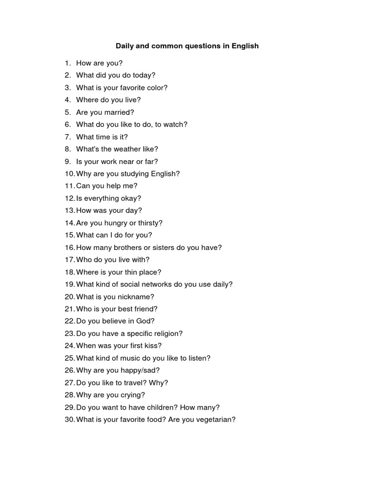 Common English Questions for Learners | PDF
