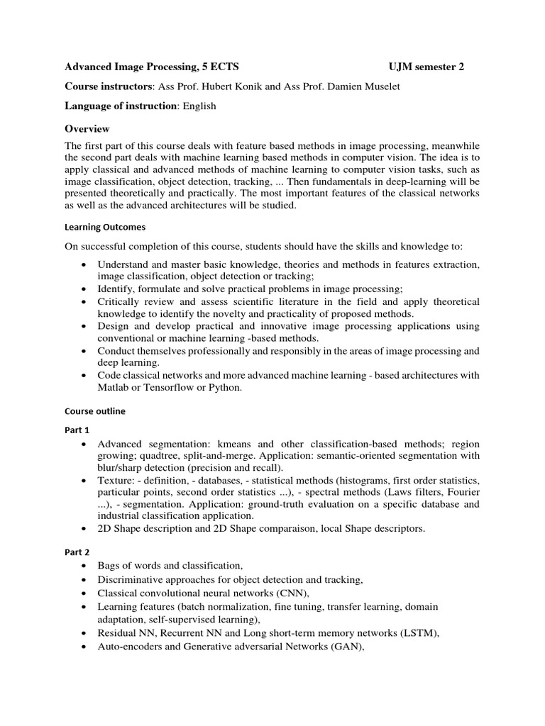 Cosi Ujm Advanced Image Processing | PDF | Computer Vision | Machine ...