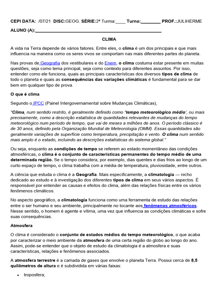 Texto Tempo e Clima | PDF | Clima | Ferimento