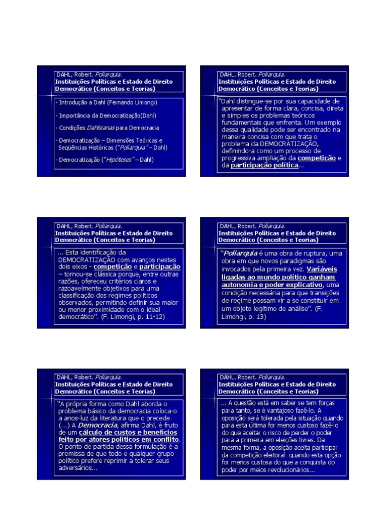9 Slides Robert Dahl - A Poliarquia | PDF | Democracia | Ideologias ...